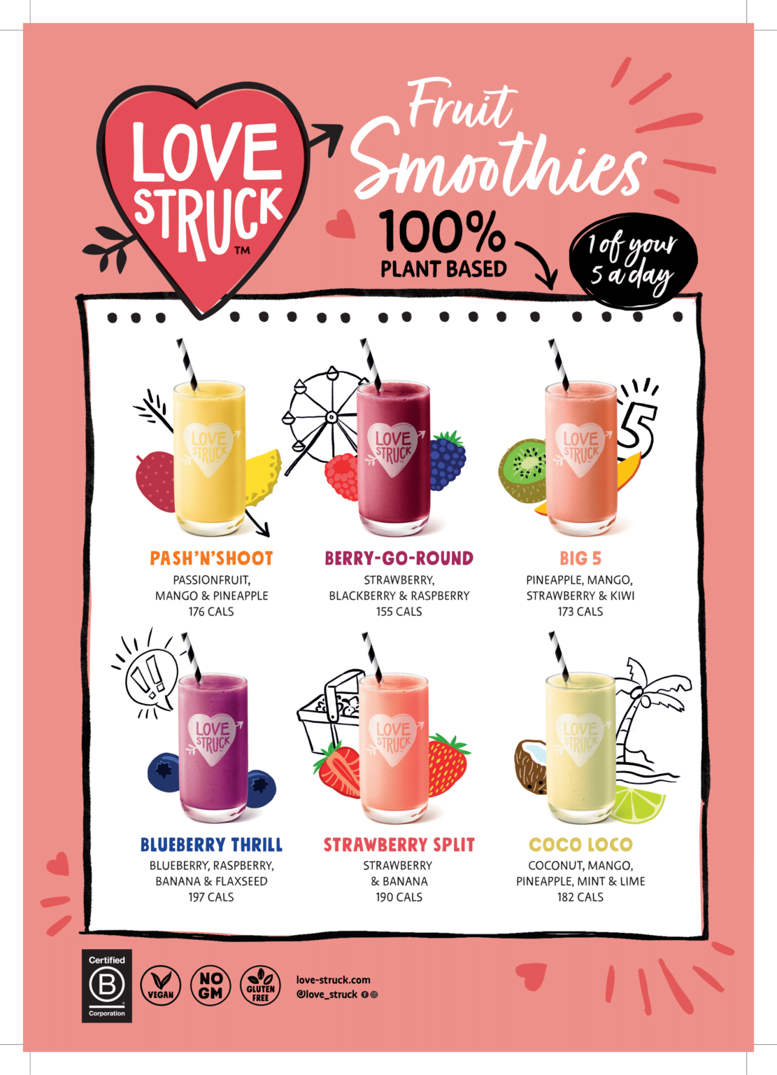 Love Struck Top 6 Fruit Mixed Box Smoothie - Consort Frozen Foods