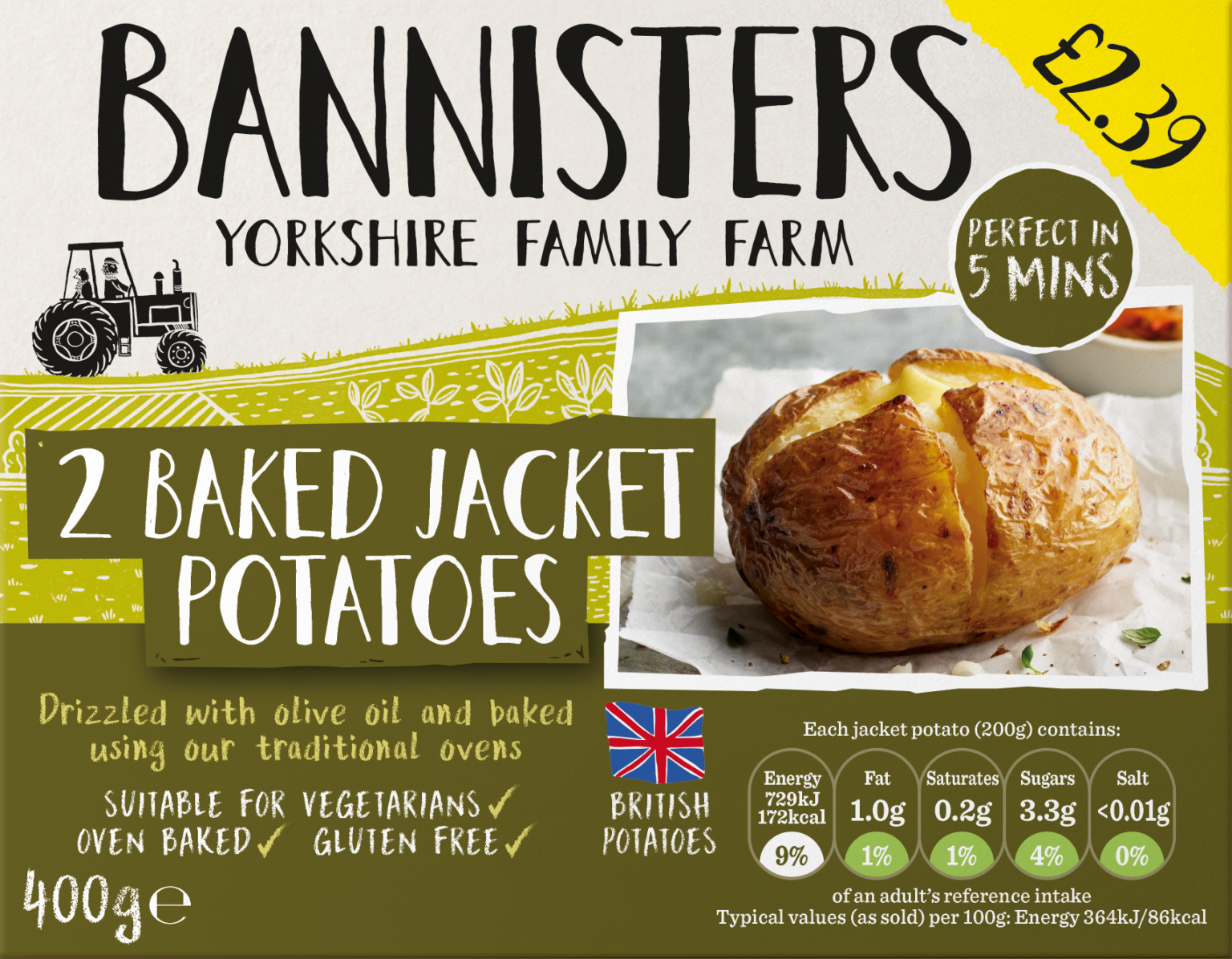PM 2.39 Bannisters 2 Baked Jacket Potatoes - Consort Frozen Foods