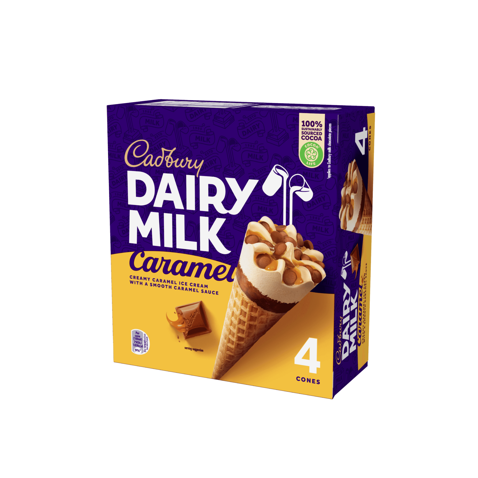 4pk Cadbury Dairy Milk Caramel Cone Multipack 4x100ml - Consort Frozen ...